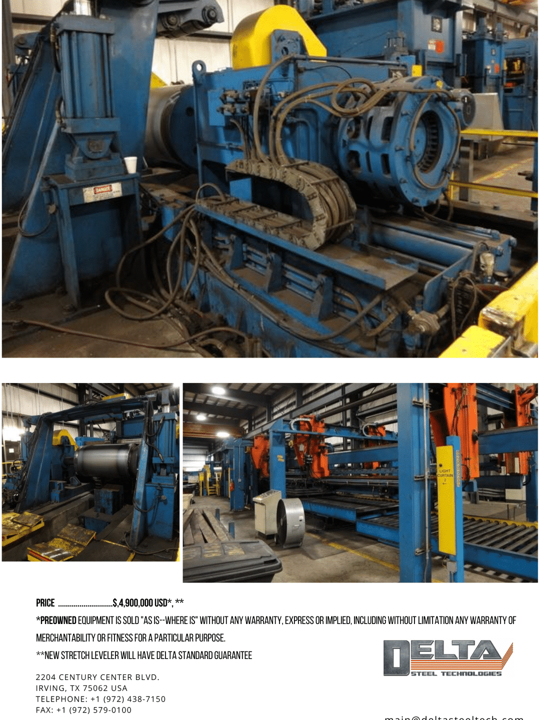 New Stretch Leveler + Preowned CTL – Delta Steel Technologies